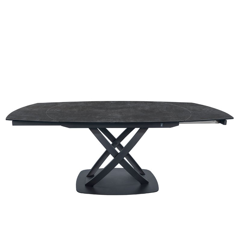 Table repas GIULIA 8 personnes Shadow. Ouverture d'allonges par rotation