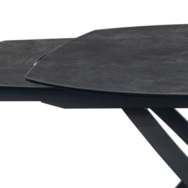 Table repas GIULIA 8 personnes Shadow. Ouverture d'allonges par rotation