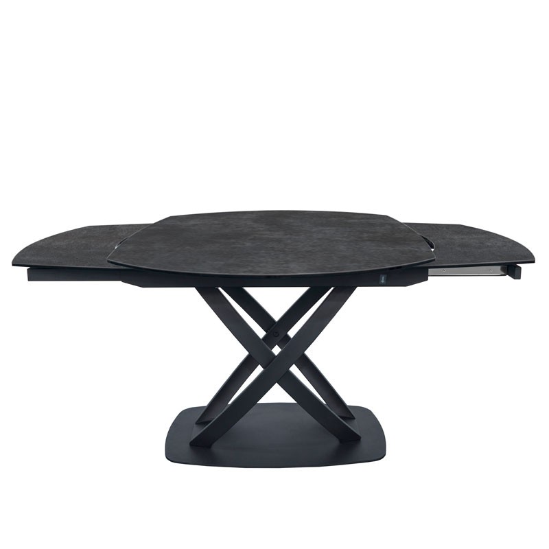 Table repas GIULIA 8 personnes Shadow. Ouverture d'allonges par rotation
